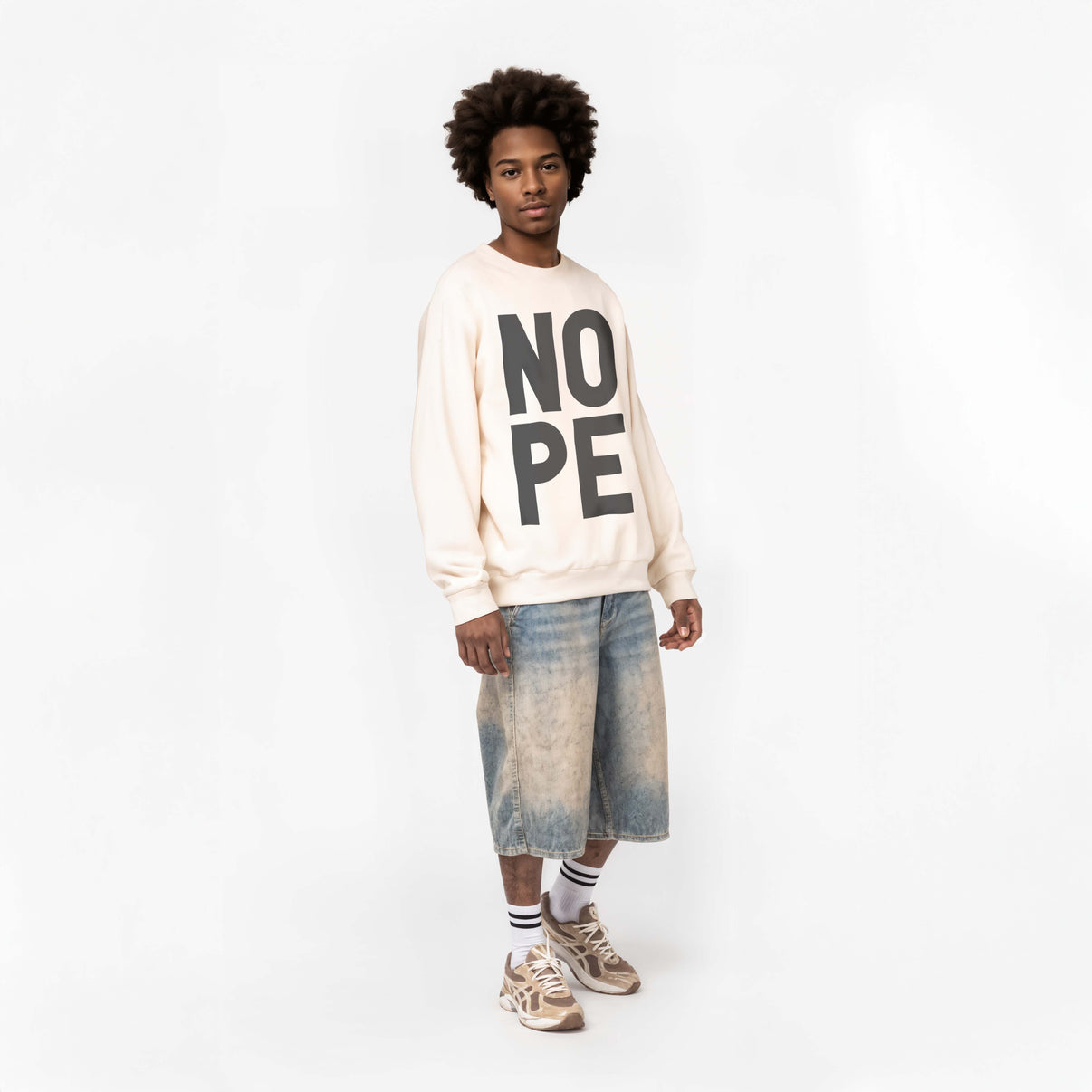 NOPE - Premium Organic Unisex Oversized Sweatshirt – burnt peach.