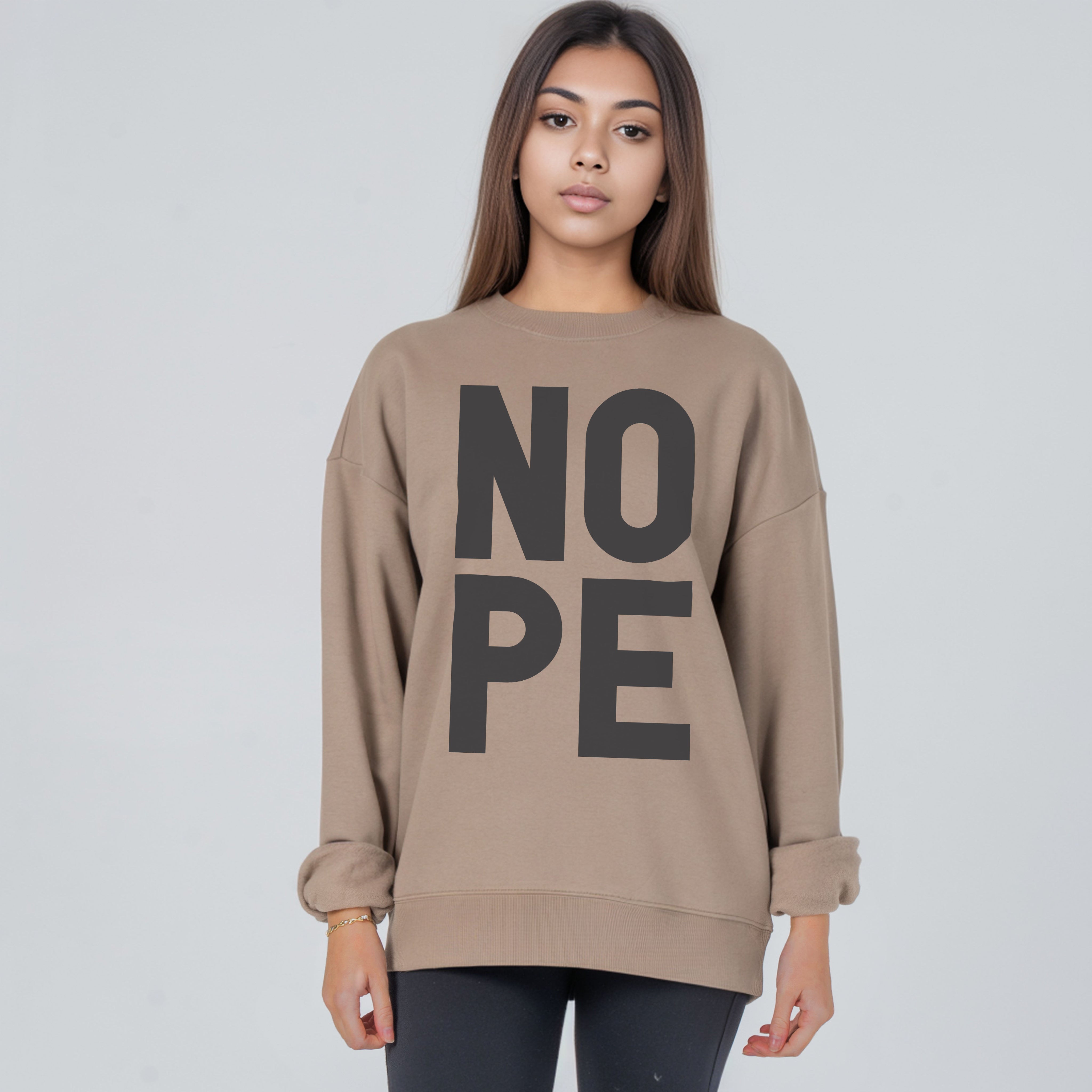 NOPE - Premium Organic Unisex Oversized Sweatshirt – burnt peach.